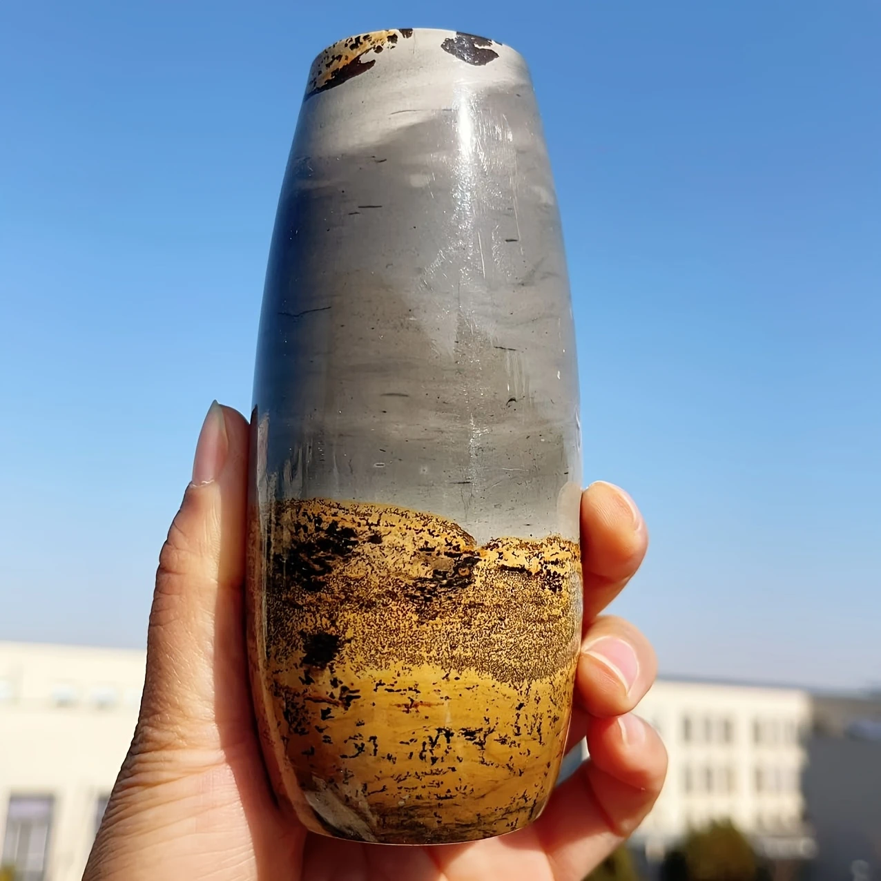 Elegant Jasper Stone Vase-Vintage Tall Floor Vase with Marbled Design ...